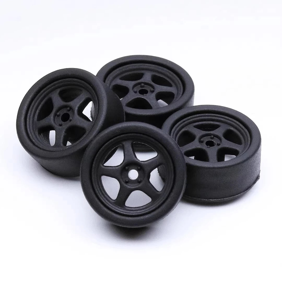 1/64 Scale Rubber Tire and Plastic Wheels with Slot Axles 10mm – 164model