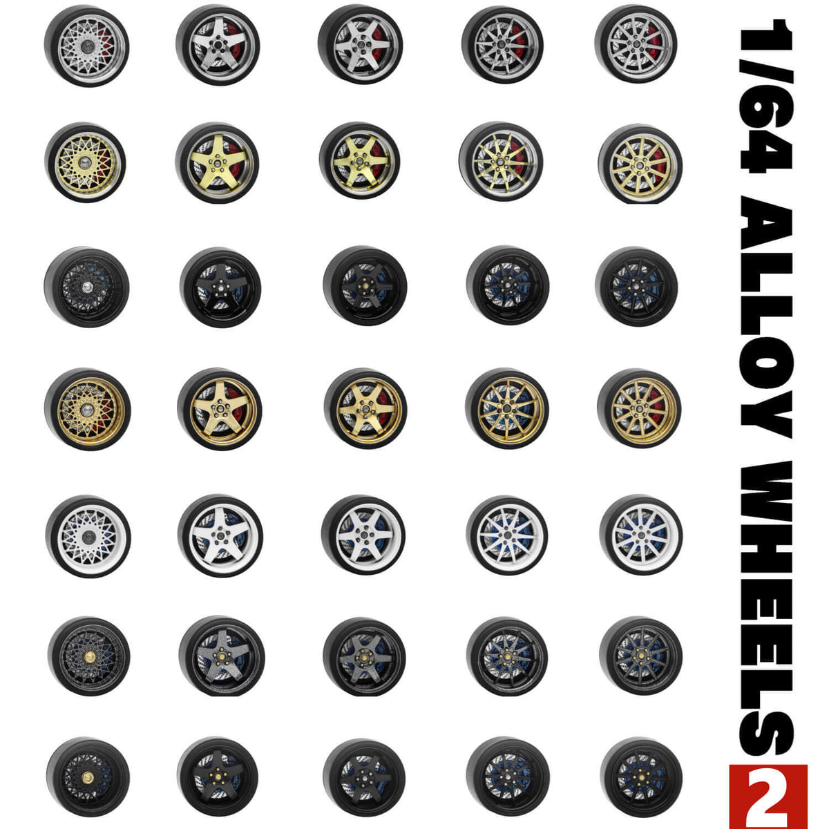 1/64 Scale Wheels 9.5mm Carlomo S-Class (2) – 164model